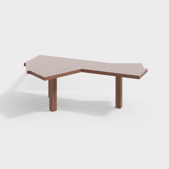 L-Shaped Solid Wood Desk 3D model for Modern Workspaces