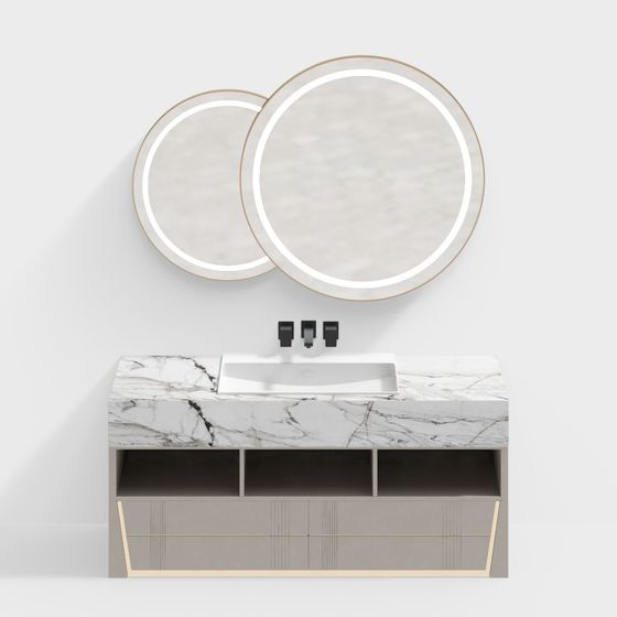 Stylish Minimalist Bathroom Vanity 3D model
