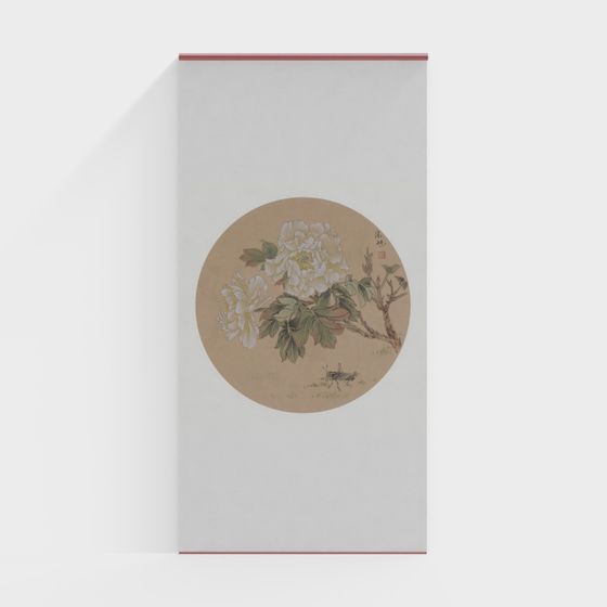 Spring Blossoms Round Scroll 3D Model – Low-Poly Floral Art