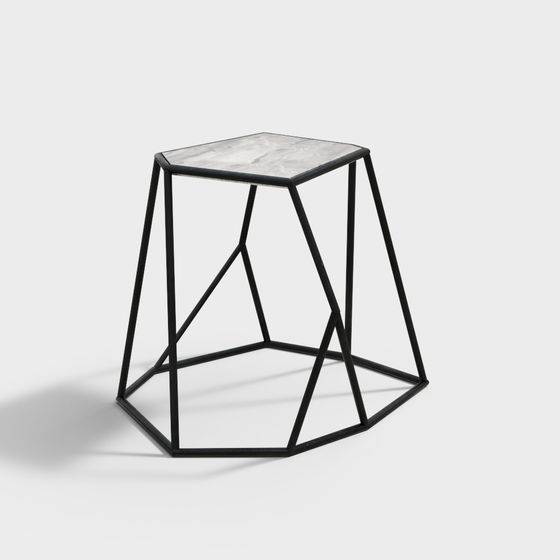 Hexagonal Metal Frame Small Table 3D model