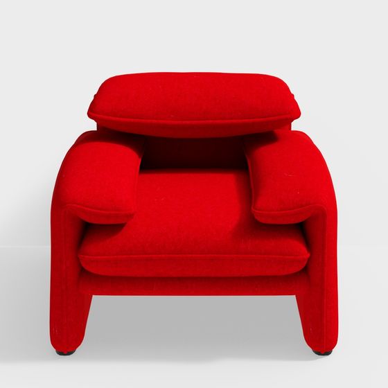 Urban Comfort Red Sofa 3D Model – Vibrant Fabric Upholstery