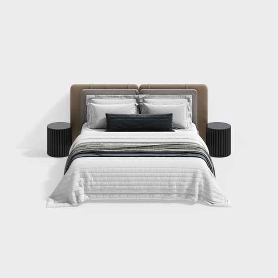 Elegant Low-Poly Bed 3D model for Modern Interiors