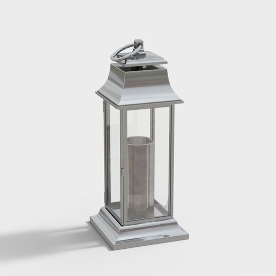 Elegant Silver Lantern 3D model