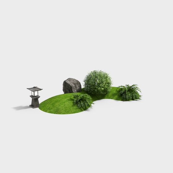 Japanese Zen Garden 3D Model – Low-Poly Tranquil Scene