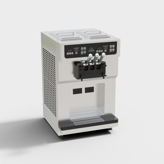 IceTro Ice Cream Machine 3D Model – Metallic Low-Poly Design