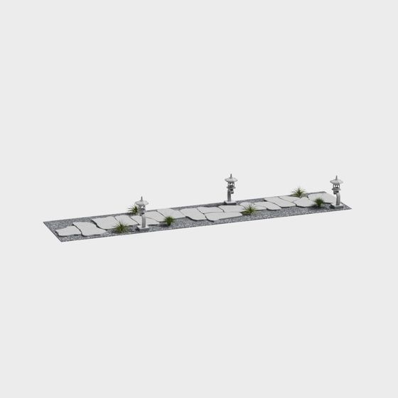 Gray Modern Garden Stone Pathway 3D Model – Free Outdoor Style