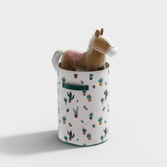 Charming Low Poly Storage Barrel and Pony 3D model