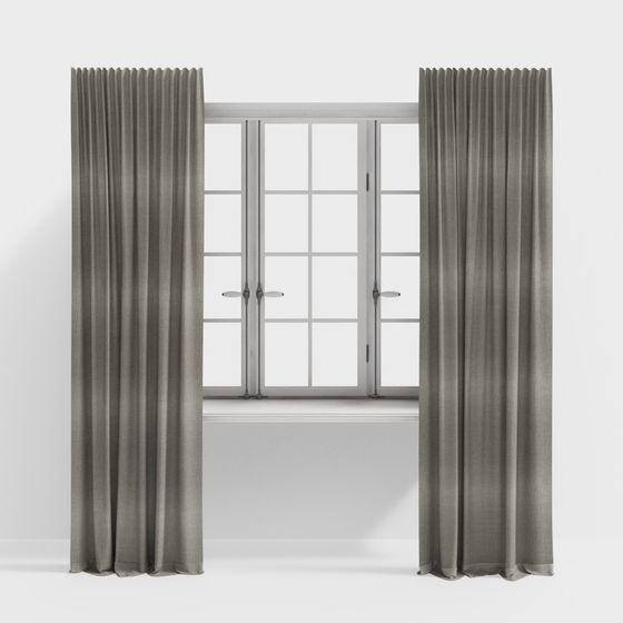 Low-Poly Gray Curtain 3D model