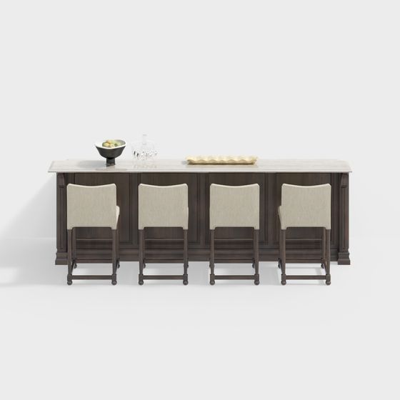 Elegant Low-Poly Bar Counter 3D model