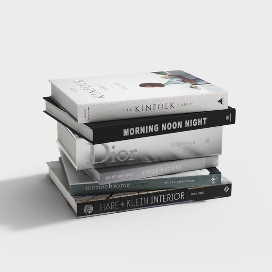 Low-Poly Book Stack 3D model