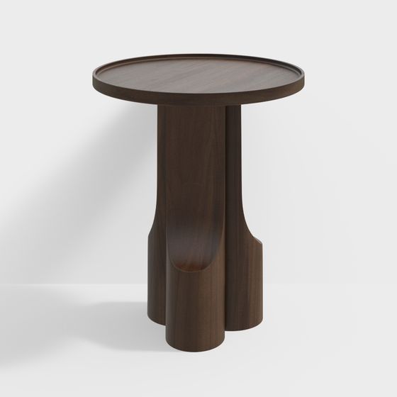 Streamlined Side Table 3D Model – Low-Poly Wood Design