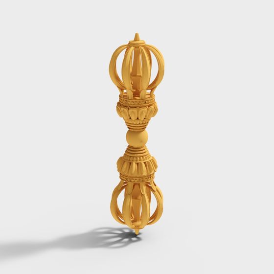 Elegant Golden Modern Vajra Pestle 3D Model – Free