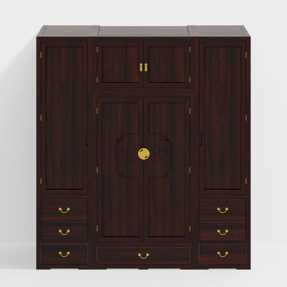Elegant Low-Poly Wardrobe 3D model