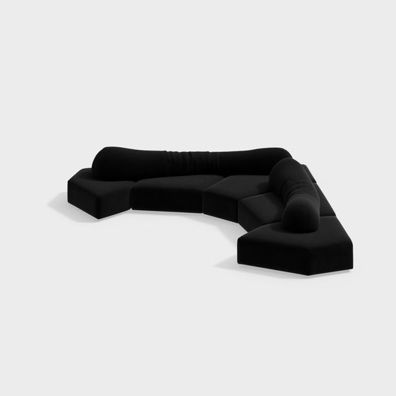 Modern Black Alien Multi-Person Sofa 3D Model – Stylish Free