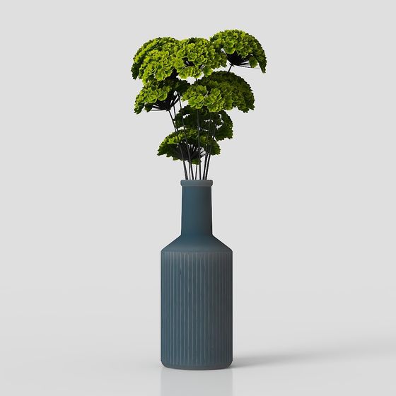 Urban Greenery Vase 3D Model – Low-Poly Plant Decor