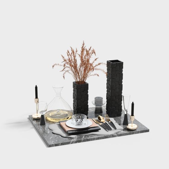 Urban Dining Table Setup 3D model