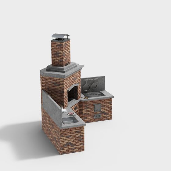 Charming Outdoor Kitchen 3D model