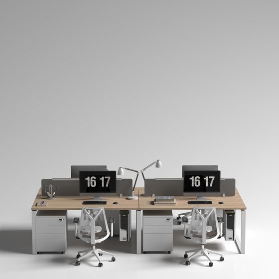 Sleek Black Office Desk 3D Model – Modern Design Free