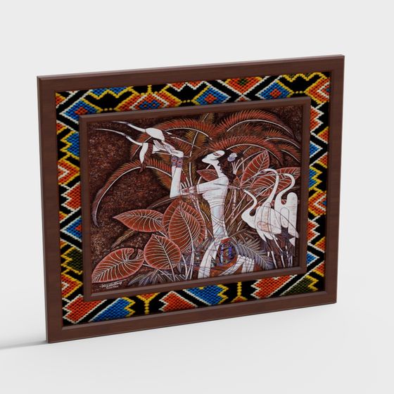 African Themed Mural 3D Model – Vibrant Geometric Art