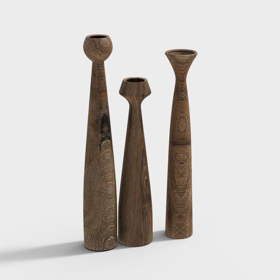 Elegant Low-Poly Candle Holder Set – Wooden Design