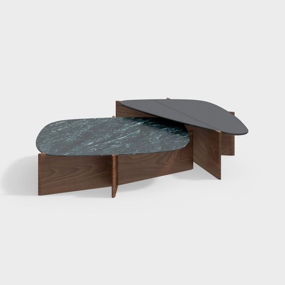 Elegant Flowing Coffee Table 3D Model – Blue Marble Design
