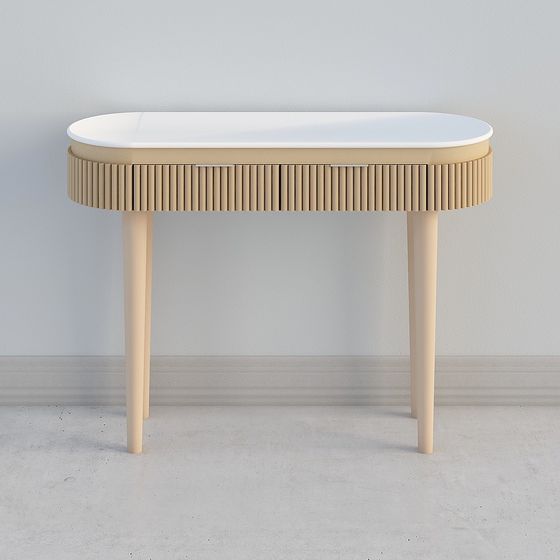 Sleek Low-Poly Dressing Table 3D Model – Curved Design