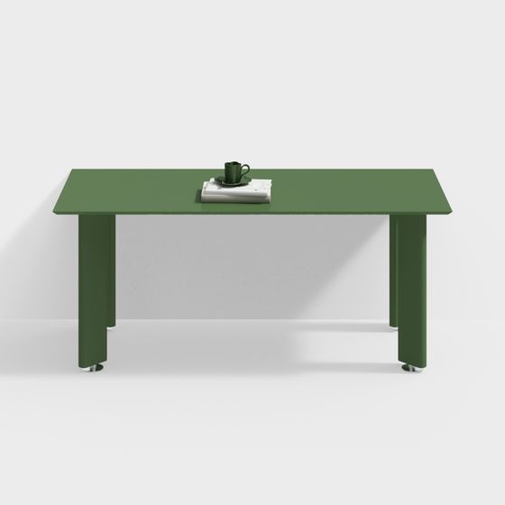 Green Work Table 3D Model – Modern Minimalist Design