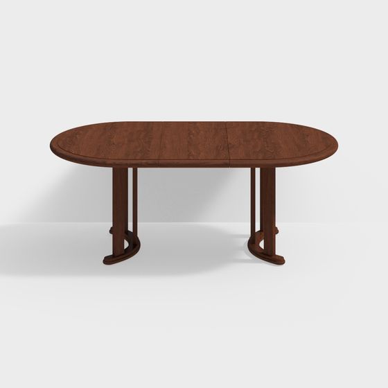 Elegant Oval Expandable Dining Table 3D Model – Wooden Low-Poly