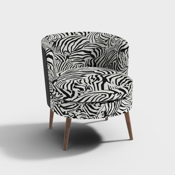Stylish Zebra Pattern Chair 3D Model – Low-Poly Design