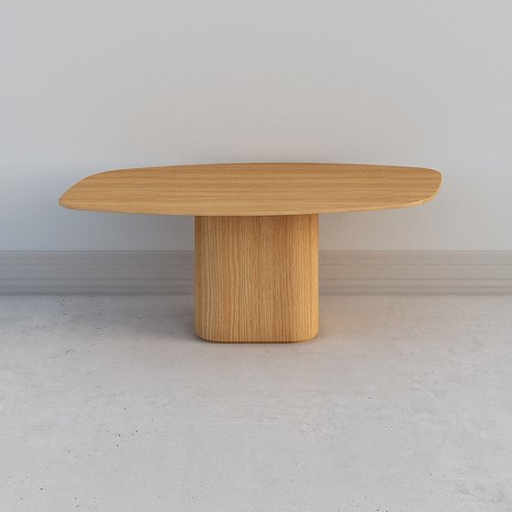 Sleek Streamlined Wooden Desk 3D model