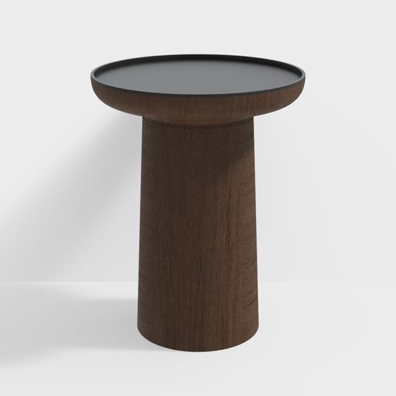 Low-Poly Wood Grain Round Table – Brown & Black Design