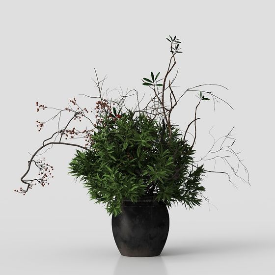 Forest Soul Low-Poly Plant 3D Model – Vibrant Green Design