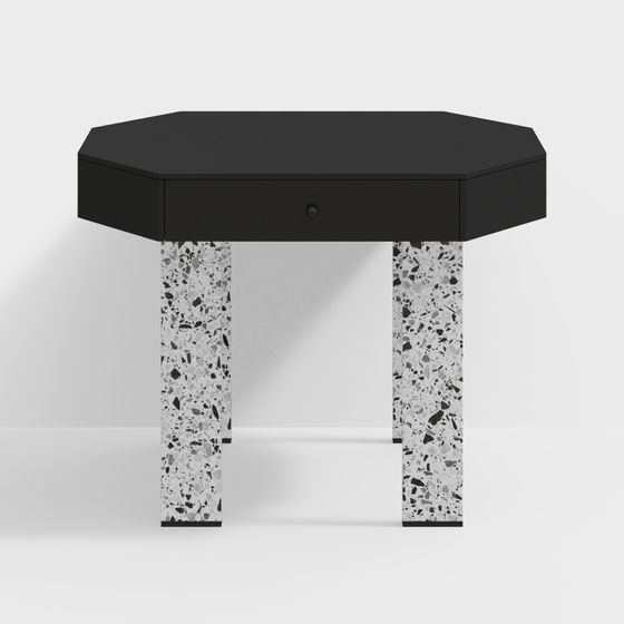 Contemporary Octagonal Table 3D Model – Black Concrete Design