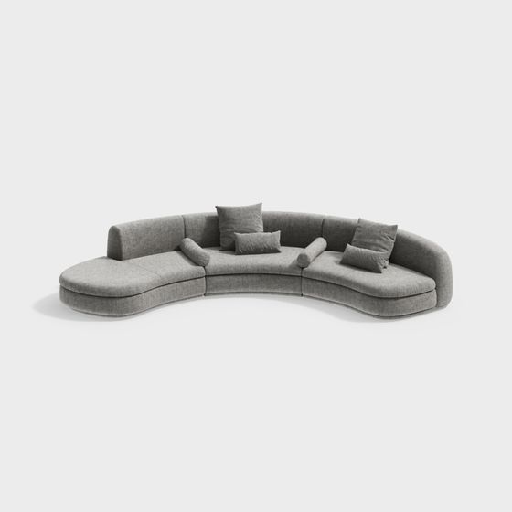 Modern Minotti Curved Sofa 3D Model – Free