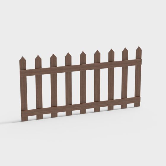 Low Poly Wooden Fence 3D model