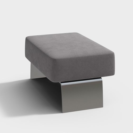 Urban Low-Poly Stool 3D Model – Velvet and Metal