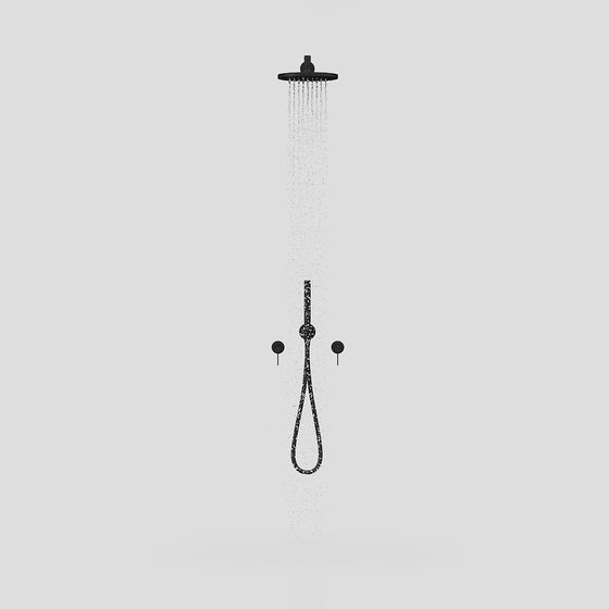 Minimalist Black Shower Head 3D model for Modern Bathrooms