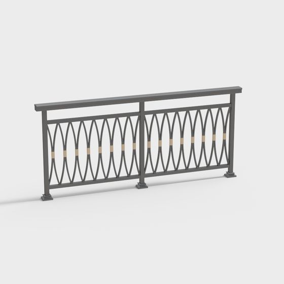 Elegant Metal Railing 3D Model Design
