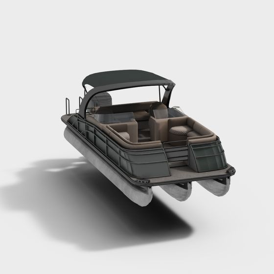 Pontoon Boat 3D model: Nautical Low-Poly Elegance