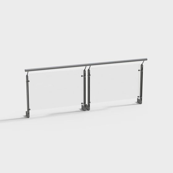 Stylish Glass Railing 3D Model – Modern Interior Design