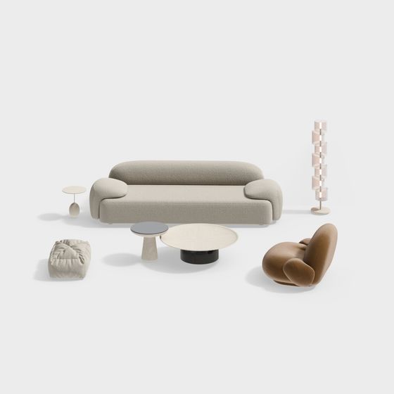 Modern Minimalist 3D Furniture Set – Low-Poly Cozy Design
