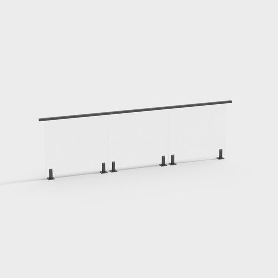 Elegant Glass Railing 3D model for Modern Interiors