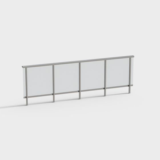 Sleek Glass Railing 3D model for Modern Spaces