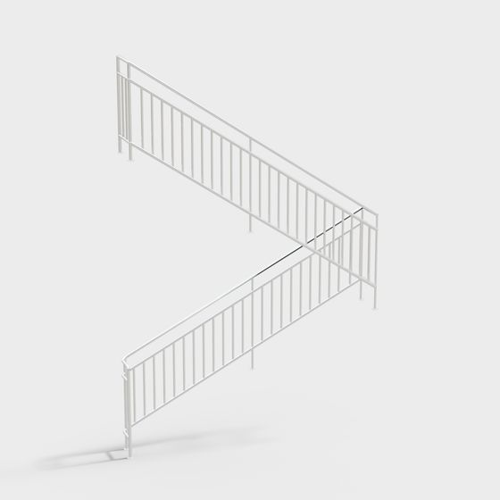 Sleek Metal Railing 3D model for Modern Designs