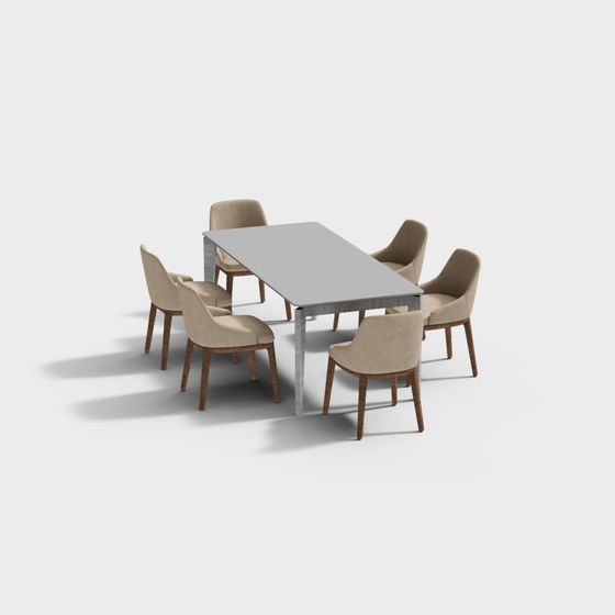 Urban Dining Table and Chair Set 3D model
