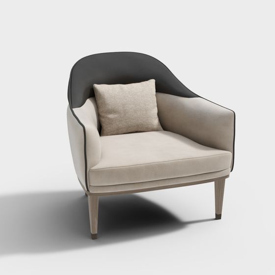 Curve Comfort Sofa Chair 3D Model – Elegant Beige Design