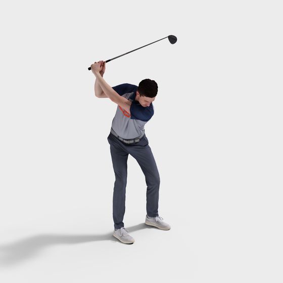 Dynamic Golf Swing 3D Model – Low-Poly Athlete