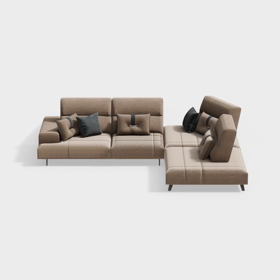 L-Shape Sofa 3D Model in Modern Industrial Style – Free Resource