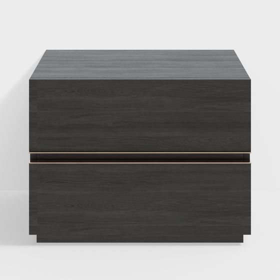 Urban Night Shadow Bedside Table 3D Model – Low-Poly Wood Design