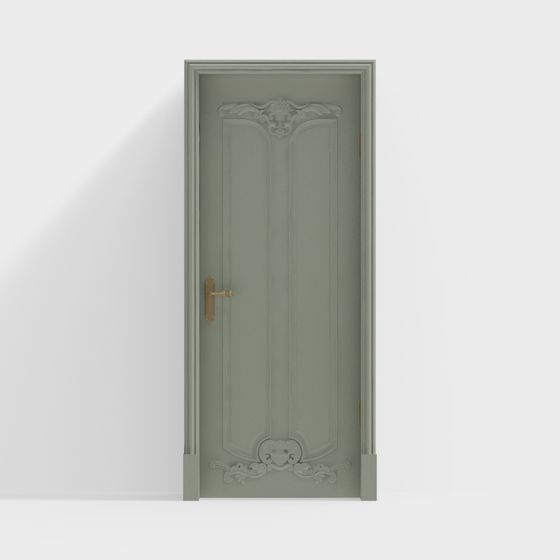 Simple European Single Door 3D Model – Green Free